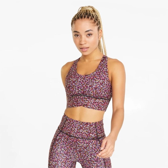 Puma | Tops | Puma Crop Top Sports Bra Floral Print Animal Running ...